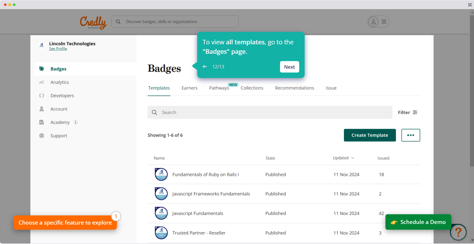 Credly Platform Walkthrough