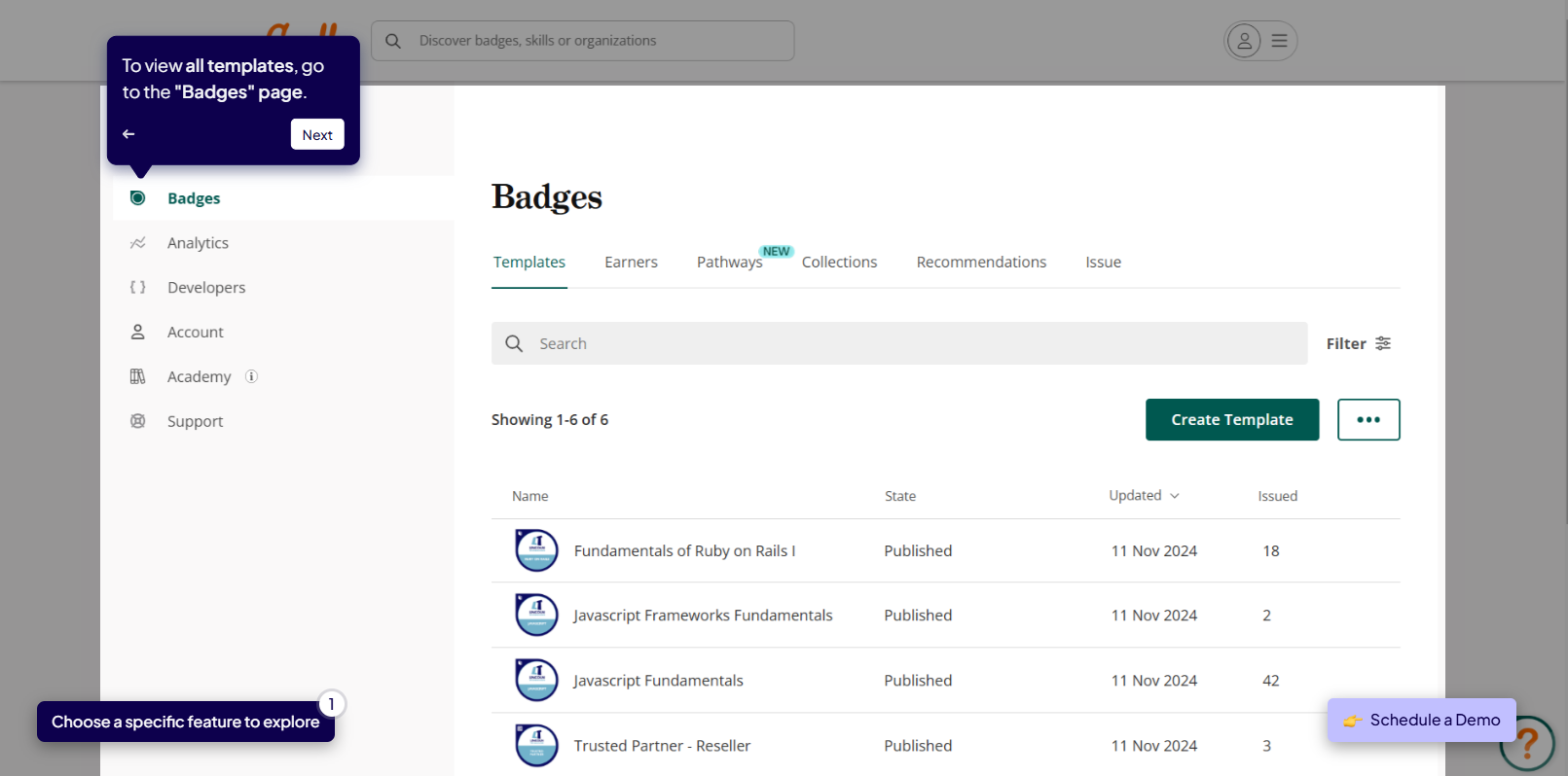 Credly Platform Walkthrough